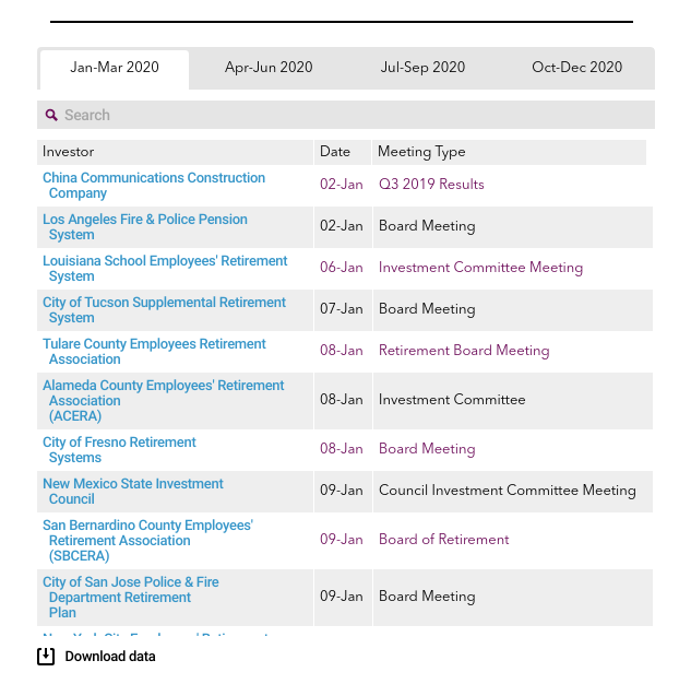 Private Equity Investor Calendar | Private Equity International